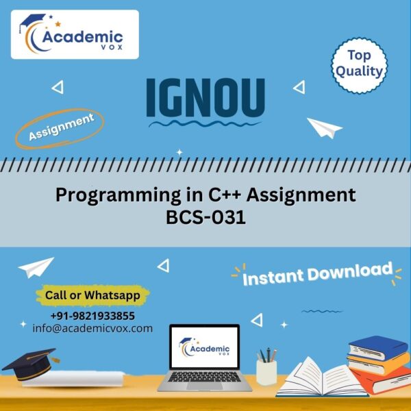 IGNOU BCS-031 : Programming in C++ Assignment Solved Assignment (July ...